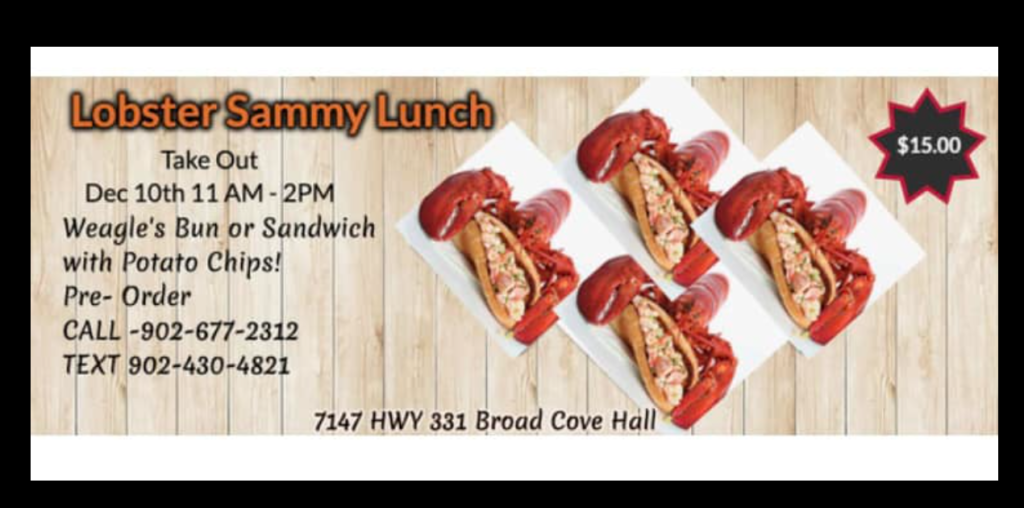 2nd Annual Lobster Sammy Takeout Lunch – Broad Cove Hall